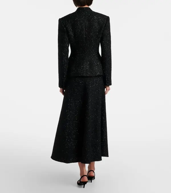 SELF-PORTRAIT Peplum Boucle Midi Dress