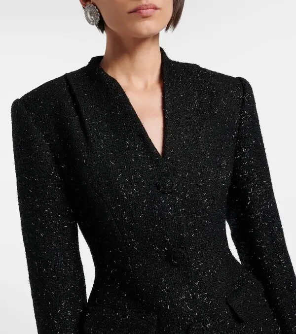 SELF-PORTRAIT Peplum Boucle Midi Dress