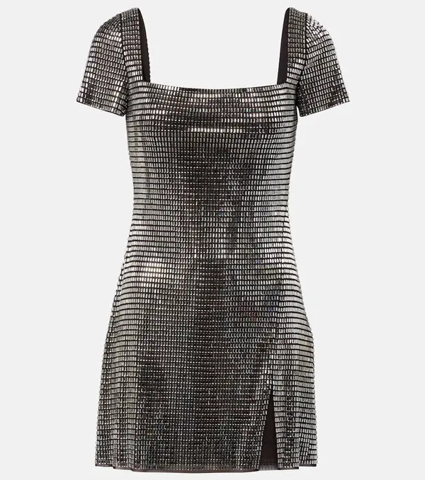 SELF-PORTRAIT Rhinestone-embellished Minidress - Grey