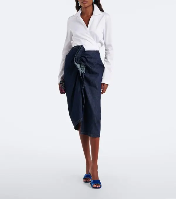 Amina Muaddi Lupita Velvet Mules - Blue