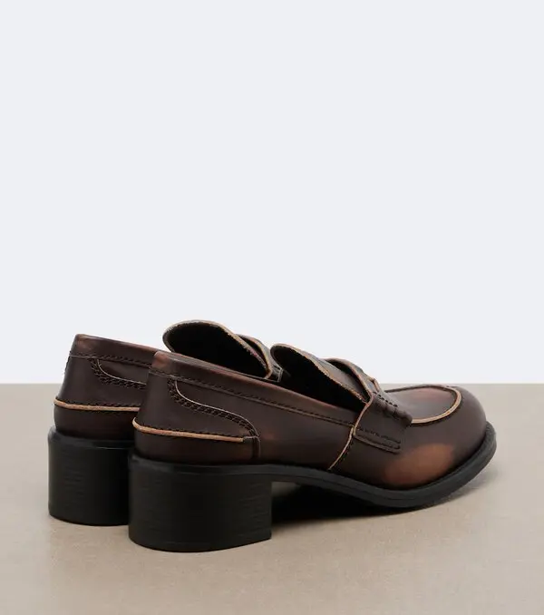 Miu Miu Deco Leather Loafer Pumps
