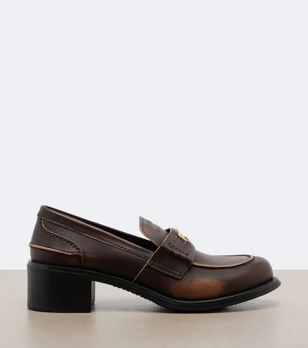 Miu Miu Deco Leather Loafer Pumps