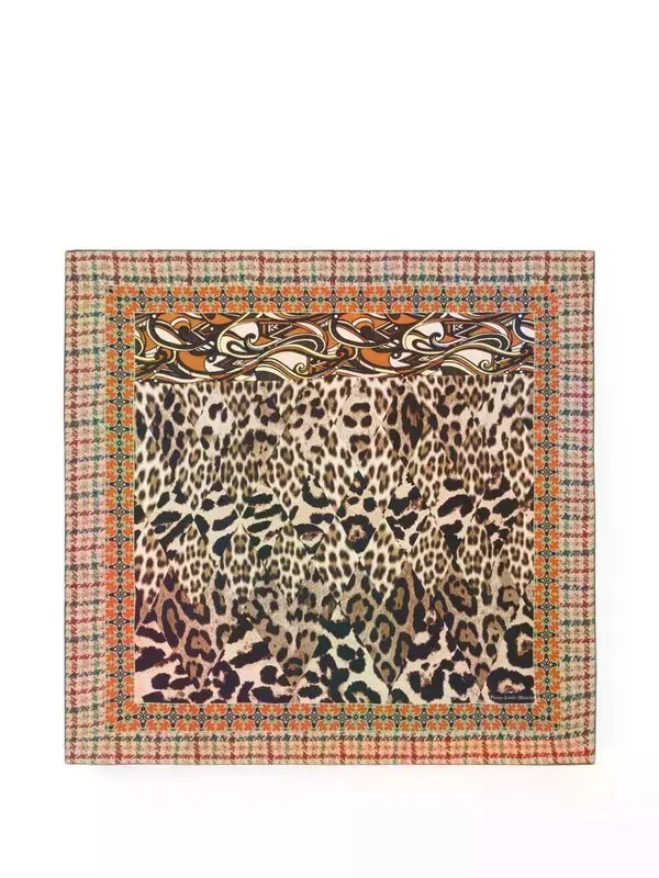 PIERRE-LOUIS MASCIA Aloeuw Leopard-print Geometric-border Scarf