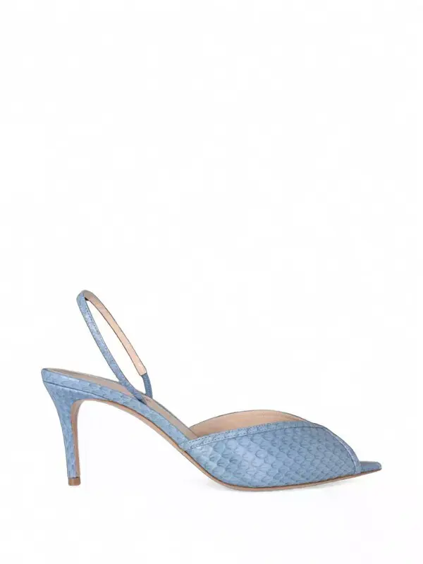 ANDREA WAZEN Katy Snakeskin Slingback Pumps