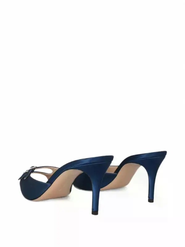 ANDREA WAZEN Carol Buckle-detail Satin Sandals - Blue