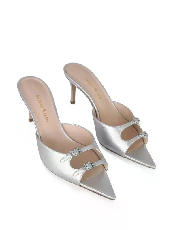 ANDREA WAZEN Carol Buckle-detail Pointed-toe Sandals - Silver