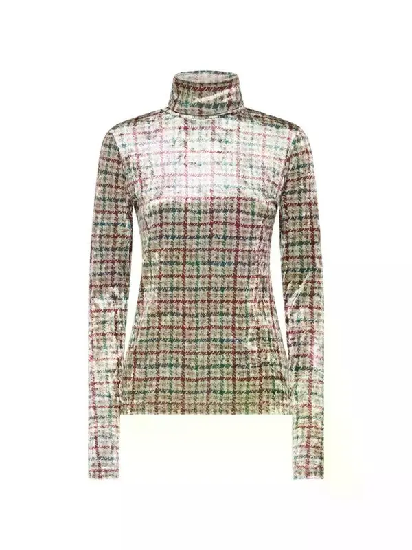 PIERRE-LOUIS MASCIA Plaid Turtleneck Top