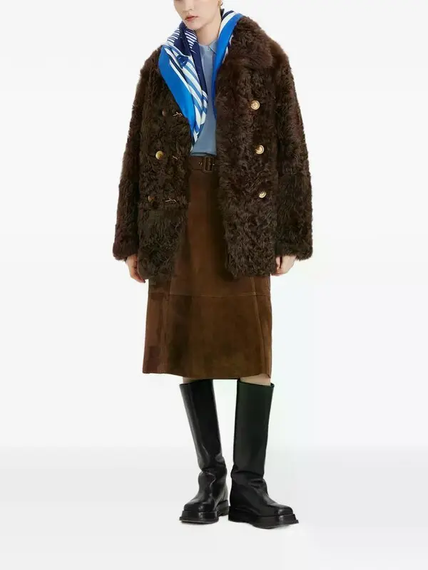Ports 1961 Double-breasted Shearling-texture Coat