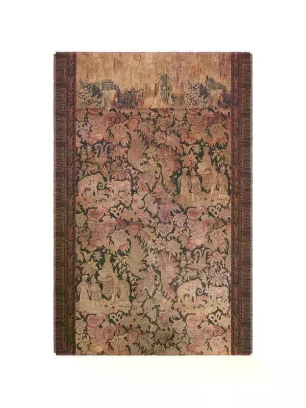 PIERRE-LOUIS MASCIA Pancake Floral-print Fringed Scarf - Brown