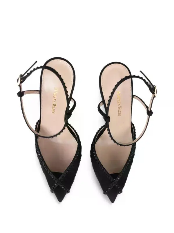 ANDREA WAZEN Katy Crystal-embellished Ruched Pumps