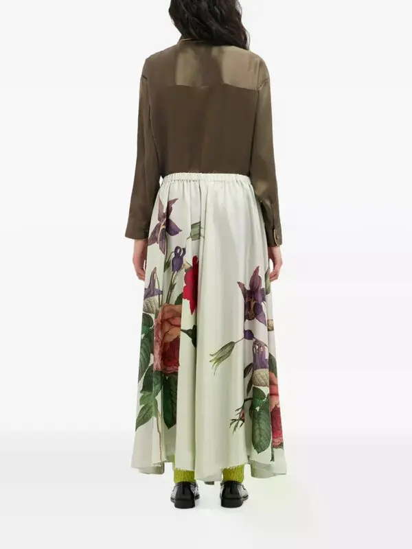 PIERRE-LOUIS MASCIA Botanical-print Silk Maxi Skirt