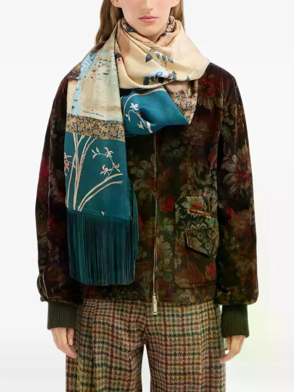 PIERRE-LOUIS MASCIA Aloewon Fringe-trimmed Landscape-print Scarf - Blue