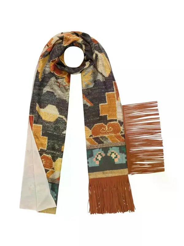 PIERRE-LOUIS MASCIA Aloewon Floral-print Fringed Scarf - Black