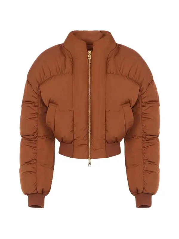Elisabetta Franchi Short Down Jacket - Brown