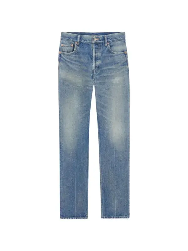 Saint Laurent Straight Leg Denim Jeans - Blue