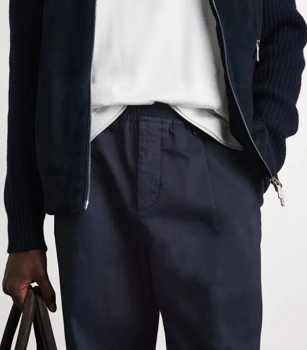 Eleventy Stretch-cotton Pleated Straight Trousers
