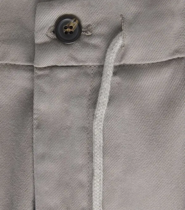 Eleventy Twill Drawstring Pleated Straight Trousers