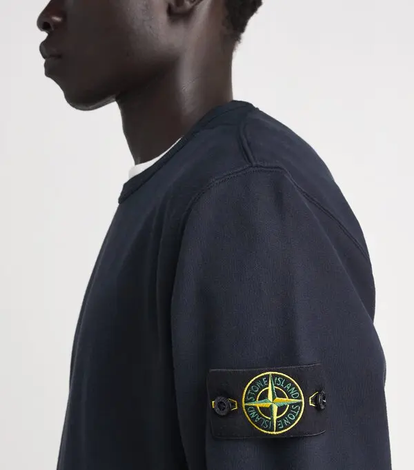 Stone Island Cotton Compass Logo Sweatshirt - Navy