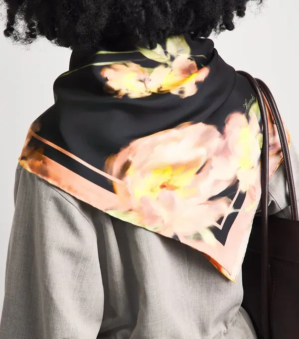 Harrods Silk Midnight Rose Scarf