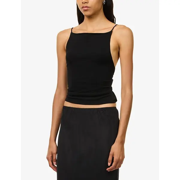 ST. AGNI Twist-back Square-neck Knit Top