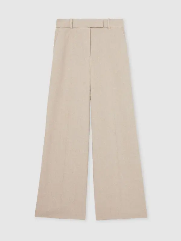 REISS Linen-blend Wide-leg Trousers
