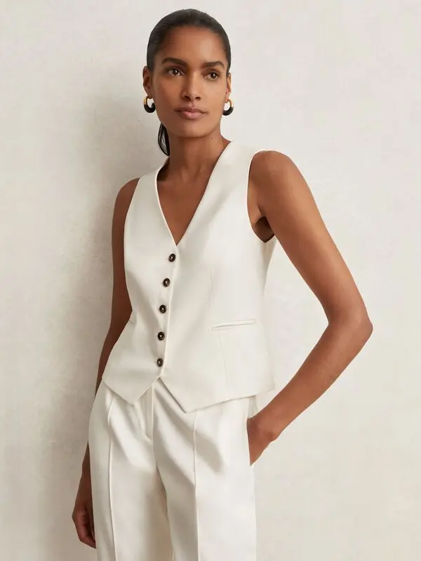 REISS Milllie Woven Single-breasted Waistcoat