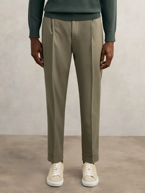 REISS Relaxed Drawstring Trousers With Turn-ups