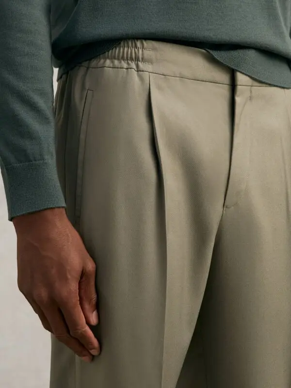 REISS Relaxed Drawstring Trousers With Turn-ups