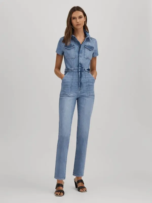 Good American Cotton Blend Skinny Jumpsuit