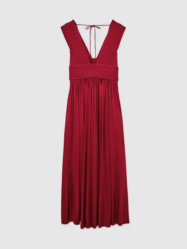 REISS Atelier Cut Out Pleated Maxi Dress