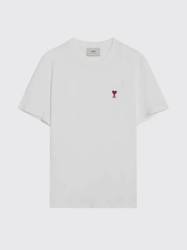 AMI Paris Organic Cotton Crewneck T-shirt With De Coeur Embroidery - White