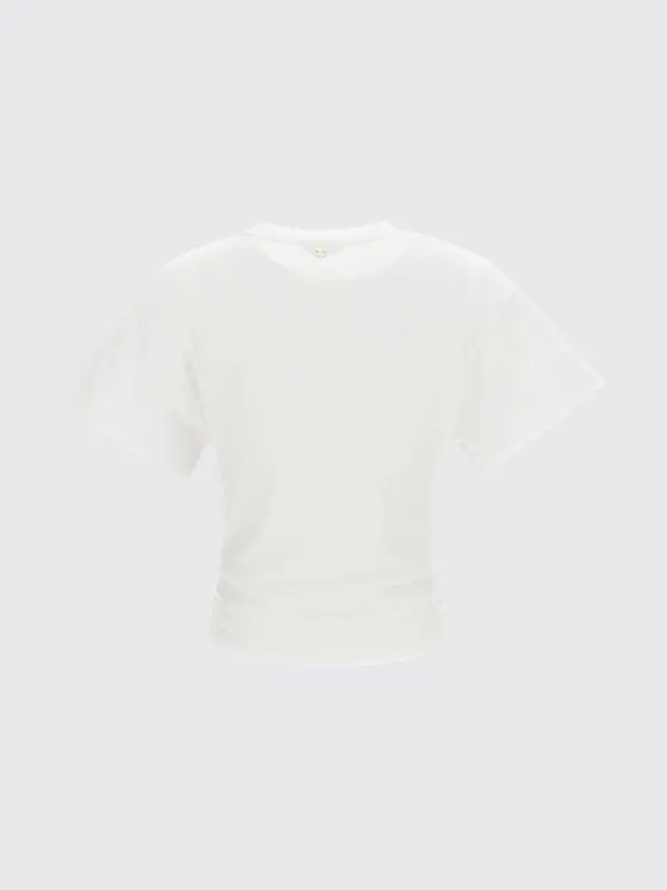 Rabanne Cropped Ruched Cotton T-shirt With Ring Detail
