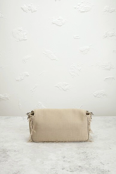 Fendi Zucca Fringe Baguette Shoulder Bag - Beige