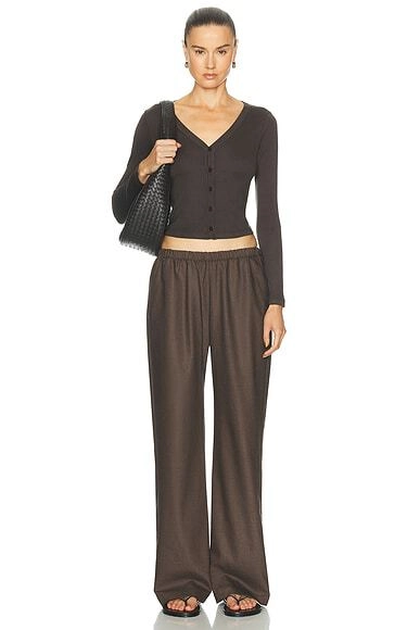Enza Costa Supima Cotton V-neck Cardigan