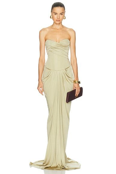 ILKYAZ OZEL The New Arrivals Strapless Corset Maxi Dress
