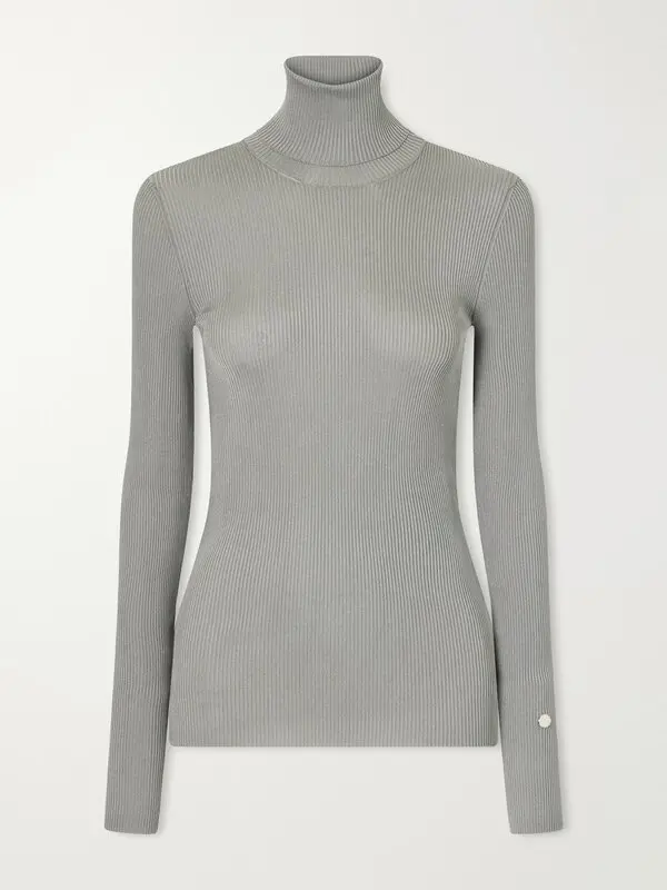 Stella McCartney Shiny Ribbed Turtleneck Sweater