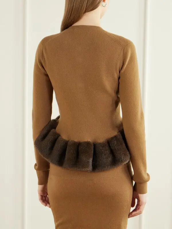 Stella McCartney Shearling-trim Wool-blend Cardigan
