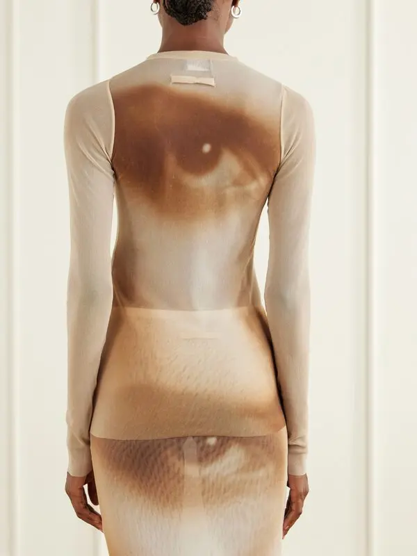 JEAN PAUL GAULTIER Face Printed Mesh Blouse