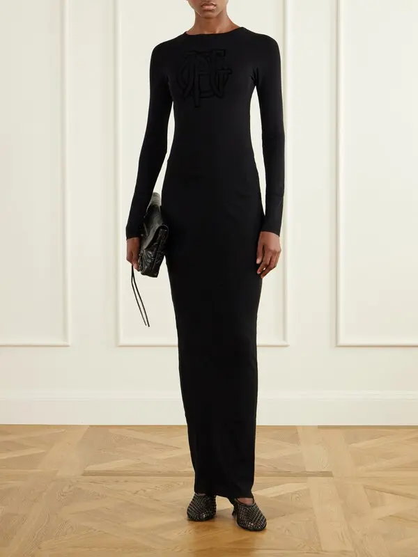 JEAN PAUL GAULTIER Logo Embellished Mesh Maxi Dress