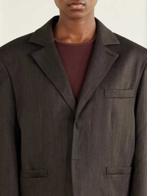 Tibi Wool-blend Herringbone Cropped Blazer