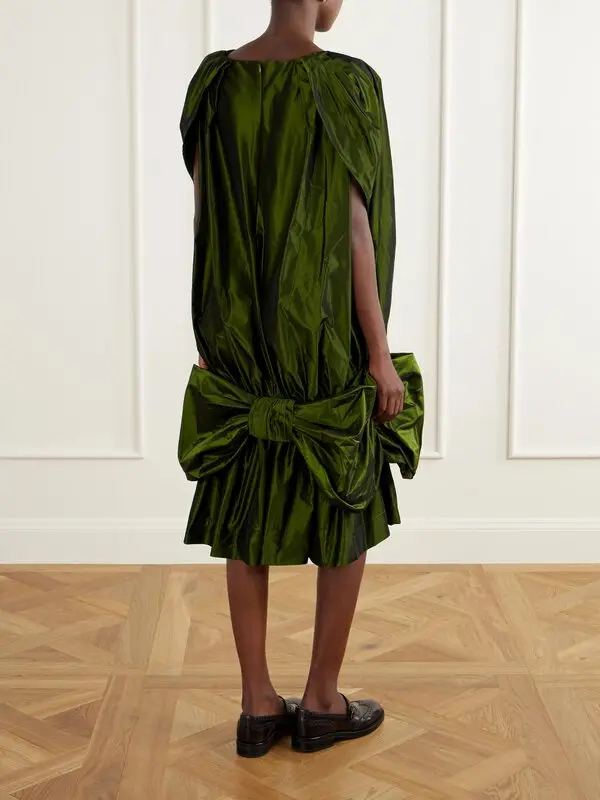 Simone Rocha Bow-detailed Taffeta Midi Dress