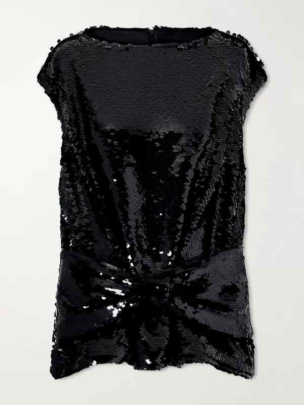 Simone Rocha Bow-detail Sequin-embellished Mesh Blouse