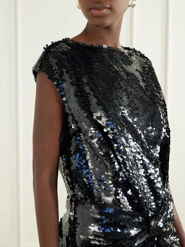 Simone Rocha Bow-detail Sequin-embellished Mesh Blouse