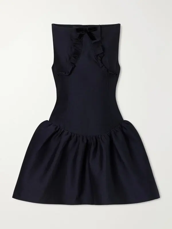 SHUSHU/TONG Bow-detail Ruffled Gathered Cady Mini Dress