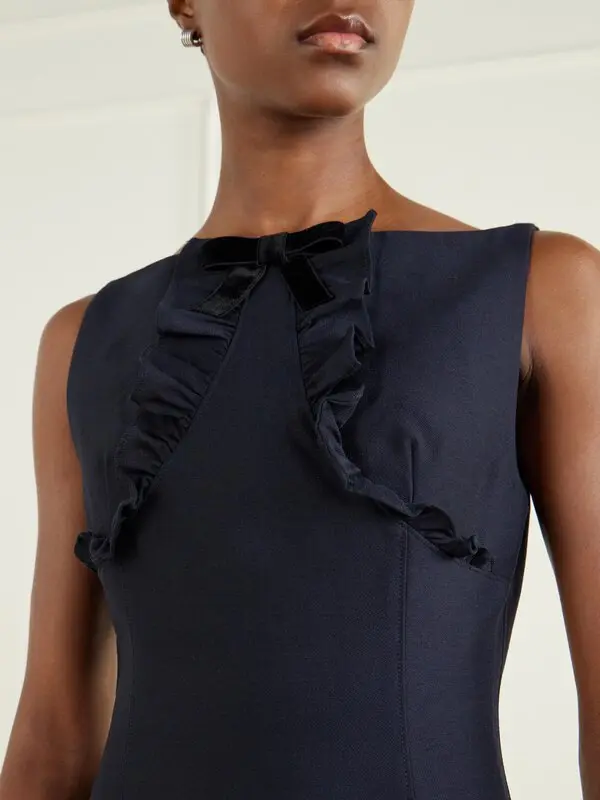 SHUSHU/TONG Bow-detail Ruffled Gathered Cady Mini Dress