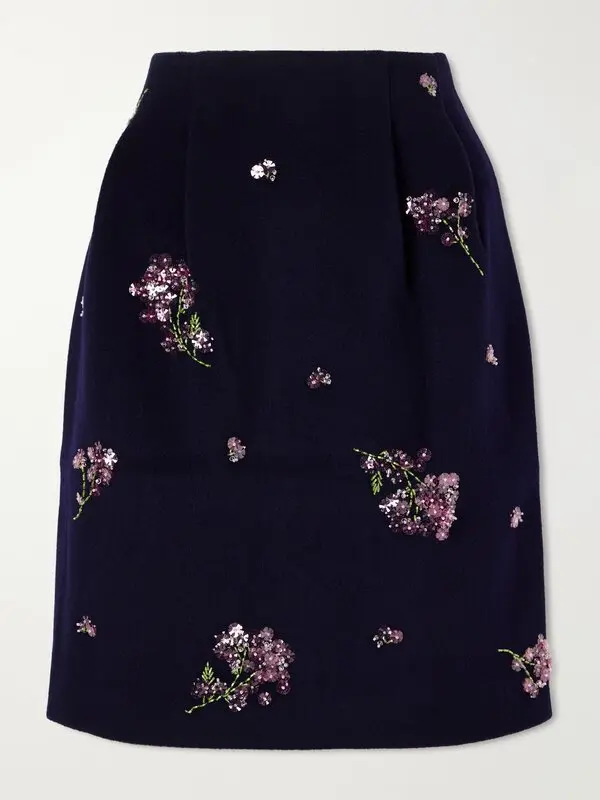 SHUSHU/TONG Sequin-embellished Wool Midi Skirt