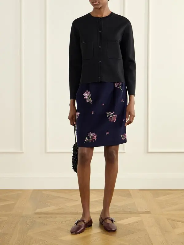 SHUSHU/TONG Sequin-embellished Wool Midi Skirt