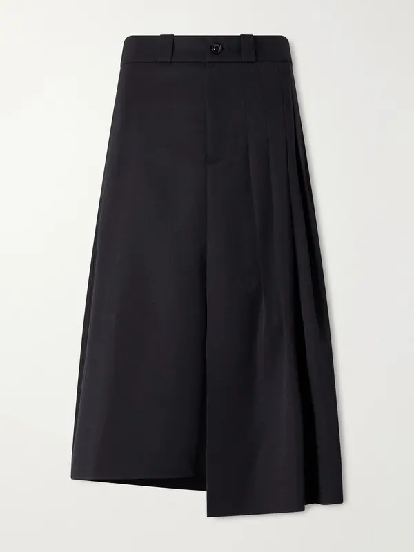 Our Legacy Origami Asymmetric Pleated Virgin Wool Skirt - Black