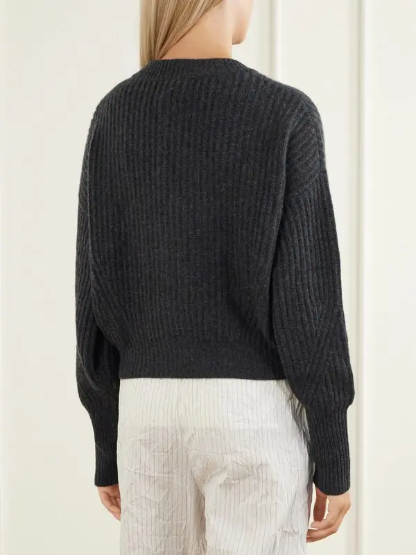 Le Kasha Monaco Cropped Ribbed Cashmere Cardigan