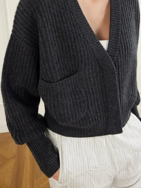 Le Kasha Monaco Cropped Ribbed Cashmere Cardigan